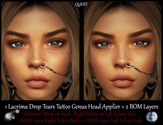 Second Life Marketplace - QUERT - Lacrima Drop Tears Tattoo Genus Head ...