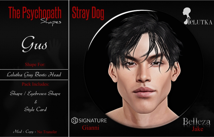 Second Life Marketplace - [ Gus Shape ] - For Lelutka Guy Bento Head