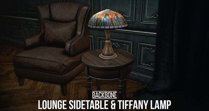 Second Life Marketplace - BackBone Lounge Side Table & Tiffany Lamp