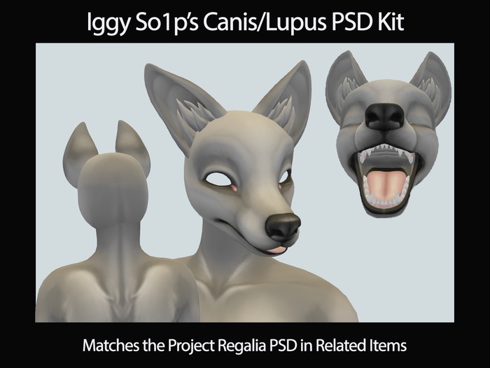 Second Life Marketplace - Iggy So1P's Canis/Lupus Head PSD Kit