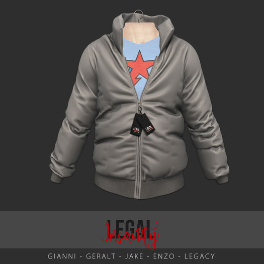 Second Life Marketplace - Legal Insanity - Evan puffer jacket grey
