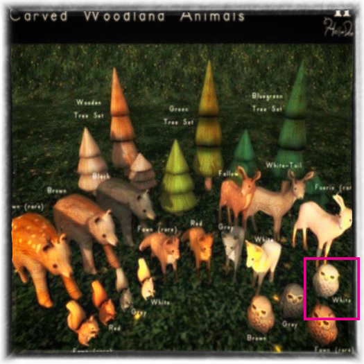Second Life Marketplace - +Half-Deer+ Carved Woodland Animals (White Owl)