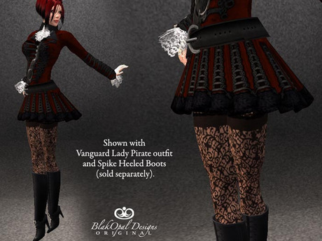 Second Life Marketplace - Vanguard Skirt And Stockings - Red