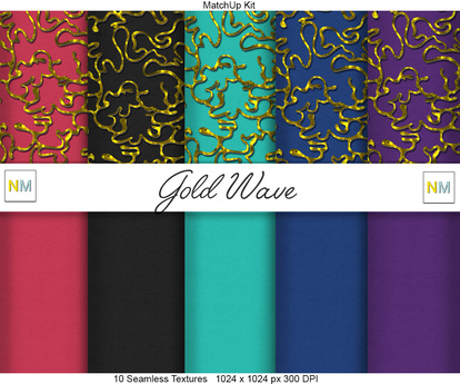 Second Life Marketplace - Gold Wave Matchup Kit 10 Seamless Fabric ...