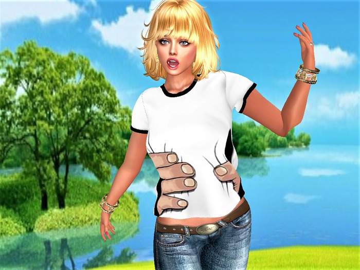 Second Life Marketplace - White Fun Novelty Shirt "HAND GRAB WAIST ...