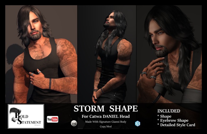 Second Life Marketplace - STORM MALE SHAPE 2020 By BOLD STATEMENT c/m ...