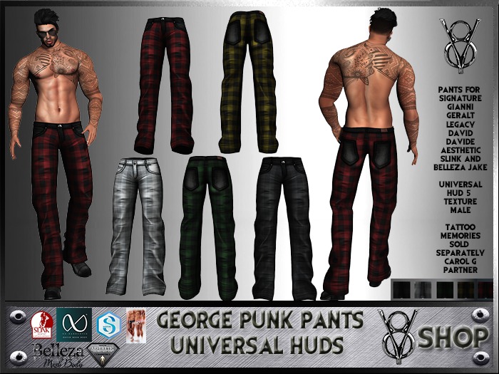 Second Life Marketplace - +V8 SHOP+ GEORGE PANTS UNIVERASAL HUD+