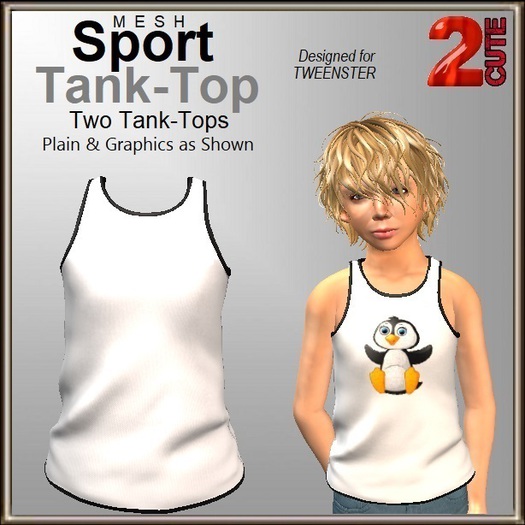 Second Life Marketplace - Sport Tank Top [2cute] - Bleach White