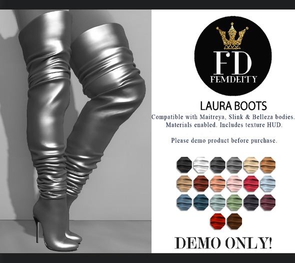 Second Life Marketplace - (FEMDEITY) LAURA BOOTS DEMO PACK