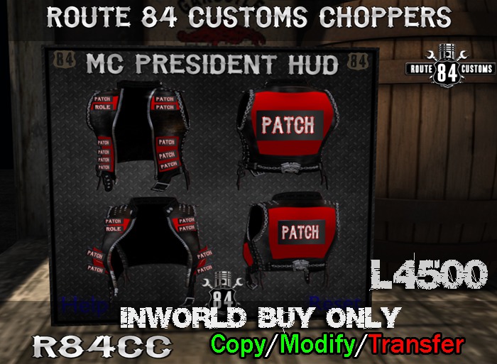 Second Life Marketplace - Route 84 Customs - MC President HUD ( DEMO ...