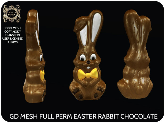 Second Life Marketplace - GD MESH FULL PERM EASTER RABBIT CHOCOLATE