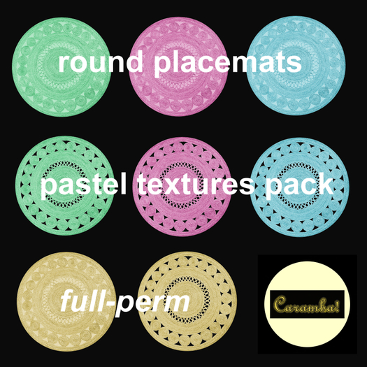 Second Life Marketplace - round placemats pastel textures pack