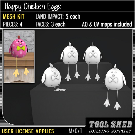 Second Life Marketplace - Tool Shed - Happy Chicken Eggs Mesh Kit ...