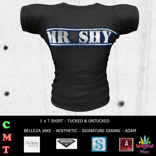 Second Life Marketplace - MERC - T SHIRT - BLACK - MR SHY - Most Fits Male