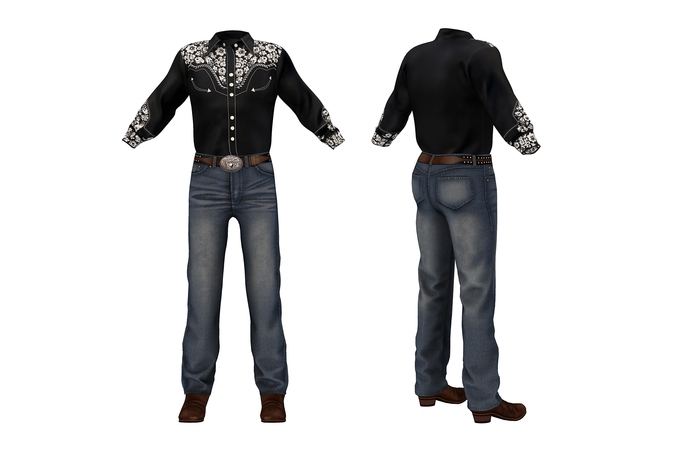 Second Life Marketplace - Full Perm Male Men's Western Cowboy Outfit ...