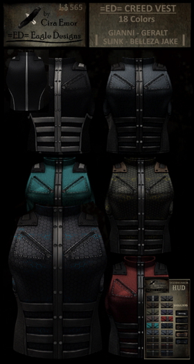 Second Life Marketplace - =ED= CREED VEST - (18 Colors) - Men's