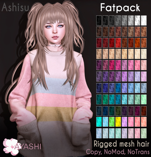 Second Life Marketplace - [^.^Ayashi^.^] Ashisu hair-Fatpack(Mod)