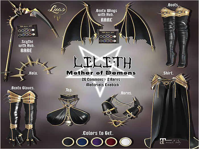Second Life Marketplace - Luas Lilith Horns Black