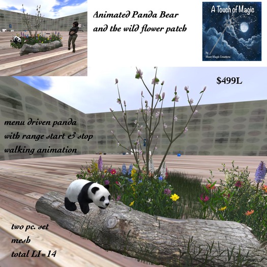 Second Life Marketplace - The Animated Panda & the wild flower Patch-Box