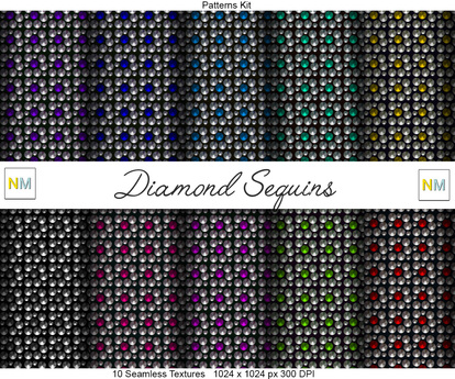 Second Life Marketplace - Diamond Sequins Patterns Kit 10 Seamless ...