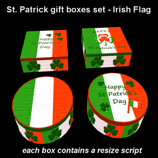 Second Life Marketplace - St. Patrick gift boxes set - Irish Flag