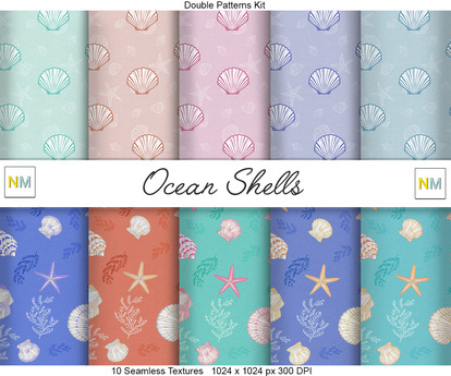 Second Life Marketplace - Ocean Shells Double Patterns Kit 10 Seamless ...