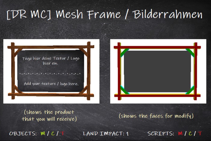 Second Life Marketplace - [DR MC] Vendor Mesh Frame / Bilderrahmen (1 ...