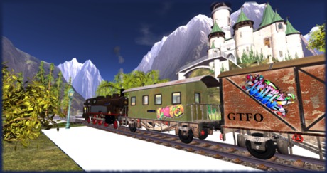 Second Life Marketplace - Crane Wagon-, Cargo Steam Train SLRR