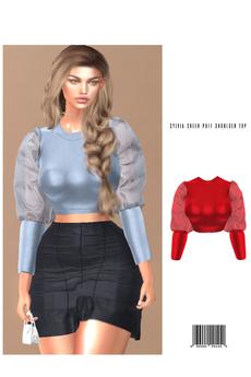 Second Life Marketplace - Sylvia Sheer Puff Shoulder Top [RED] HG, BBL, 9S JESSICA, KATENA ...