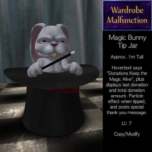 Second Life Marketplace - ~WM~ Magic Bunny Tip Jar C/M Gray & White ...