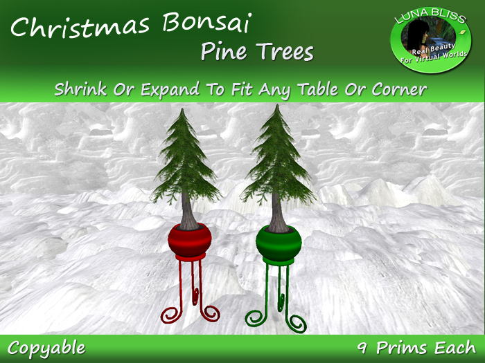 Second Life Marketplace - Christmas Bonsai Pine Trees (boxed) copyable