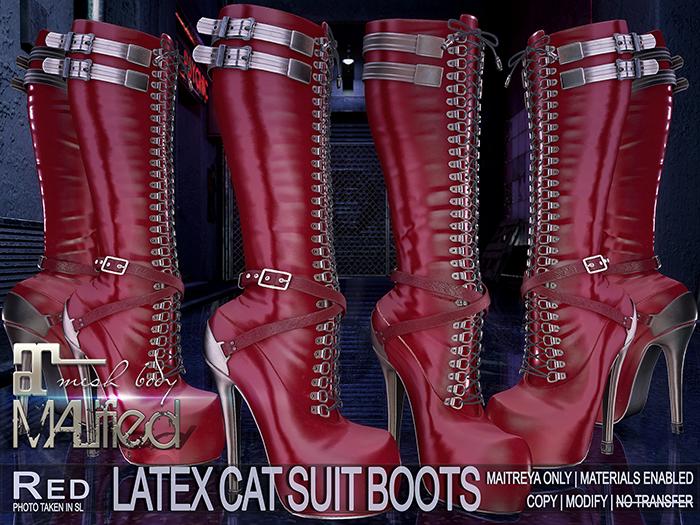 Second Life Marketplace - COPY/MOD MALified: Latex Cat Suit Boots (Red ...