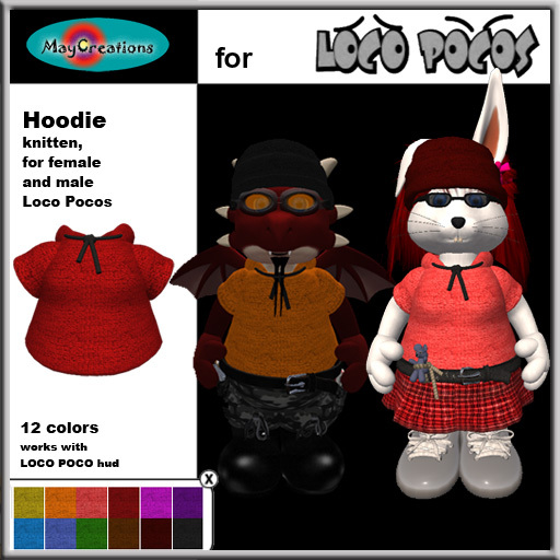 Second Life Marketplace - MayCreations LOCO POCO hoodie with short sleeves