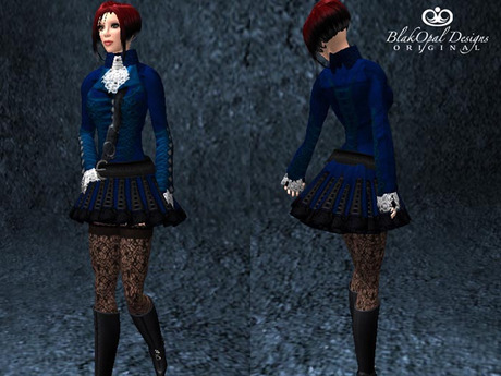 Second Life Marketplace - Vanguard Skirt And Stockings - Blue