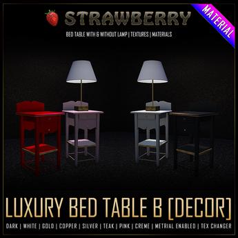 Second Life Marketplace - {Strawberry} Lux Bed Table B with Decor ...