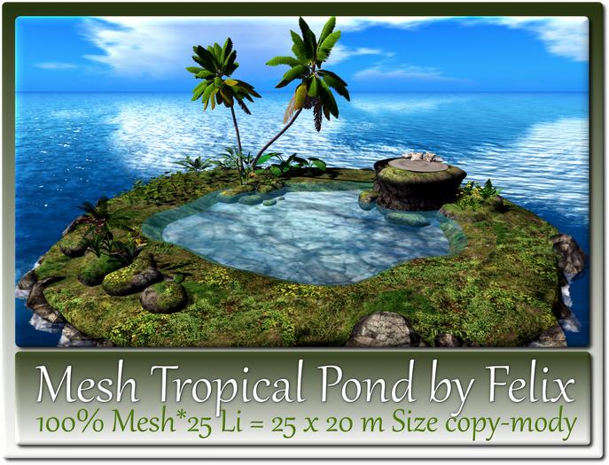 Second Life Marketplace - Mesh Tropical Pond by Felix 25 Li=25x20m Size ...