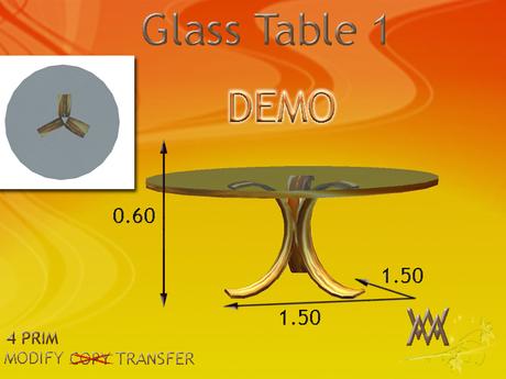 Second Life Marketplace - Table Glass 1 by Wild Motley DEMO