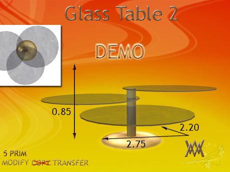 Second Life Marketplace - Table Glass 2 by Wild Motley DEMO