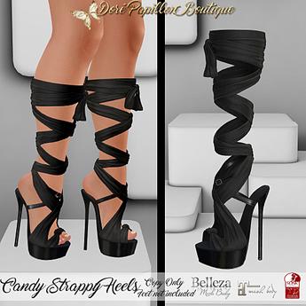 Second Life Marketplace - DPB Candy Strappy Heels - Black