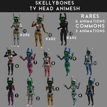 Second Life Marketplace - Skellybones -- TV Head Animesh Robot #12 RARE