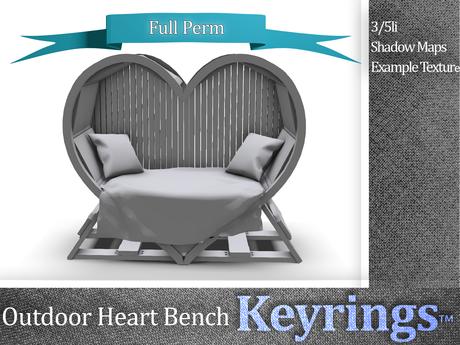 Second Life Marketplace - Keyrings - Full Perm Outdoor Heart Bench