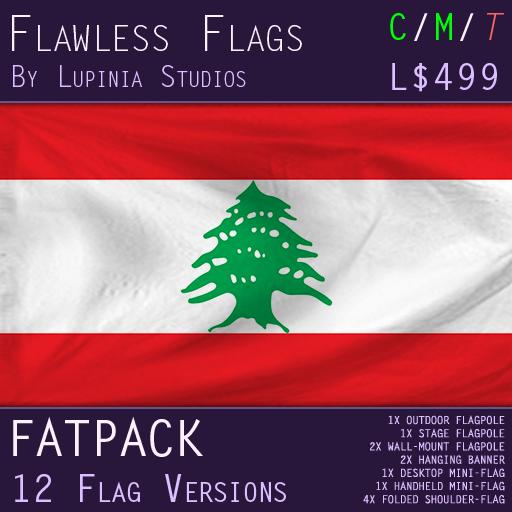 Second Life Marketplace - Lebanon Flag (Fatpack, 12 Versions)