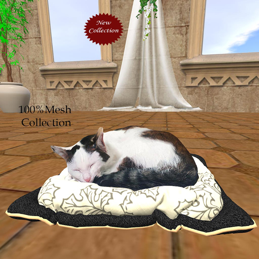 Second Life Marketplace - Mesh kitty/cat sleeping on the pillow v. 4