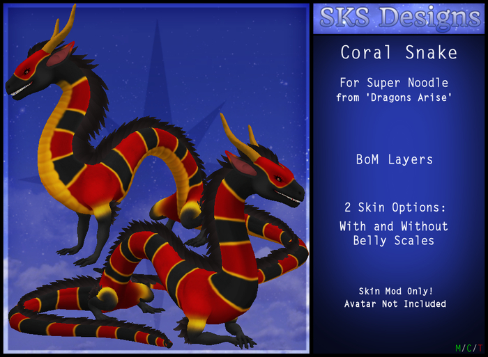 Second Life Marketplace - SKS Coral Snake mod for Super Noodle