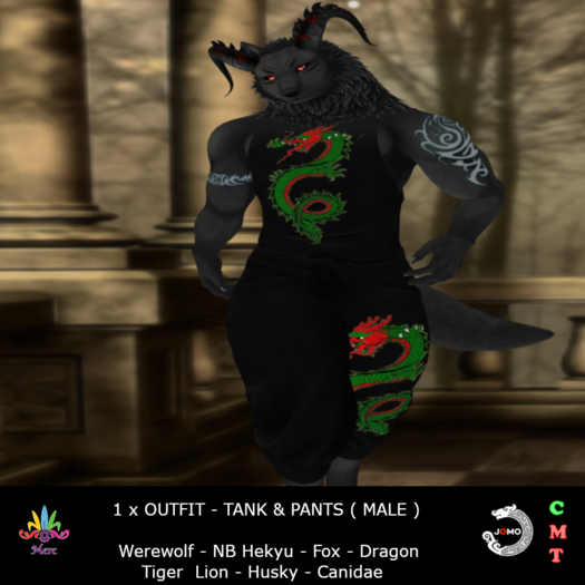 Second Life Marketplace - M - Furry OUTFIT - Tank & Pants - Green ...