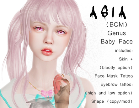 Second Life Marketplace - Asia (ice) BOM skin + shape for GENUS Baby Face