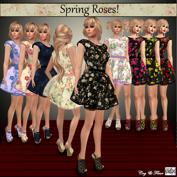 Second Life Marketplace - C&F Spring Roses Outfit Bundle 2 - Faded Red ...