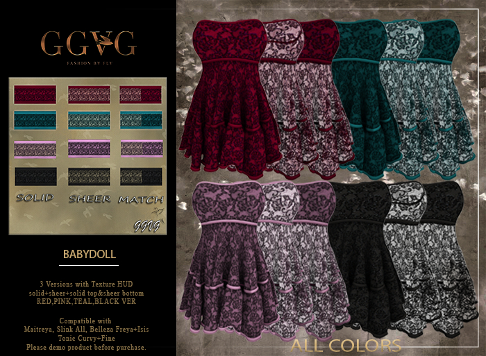 Second Life Marketplace - GGVG BABYDOLL ALL COLORS