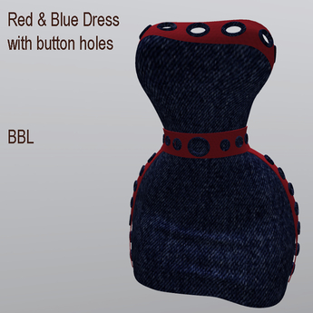 Second Life Marketplace - BBL Red & Blue JEAN DRESS with Button Hole