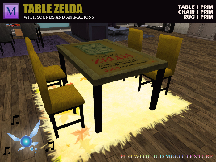 Second Life Marketplace - TABLE ZELDA + CHAIR WITH SOUNDS AND ANIMATIONS